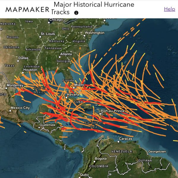 MapMaker: Major Hurricane Tracks
