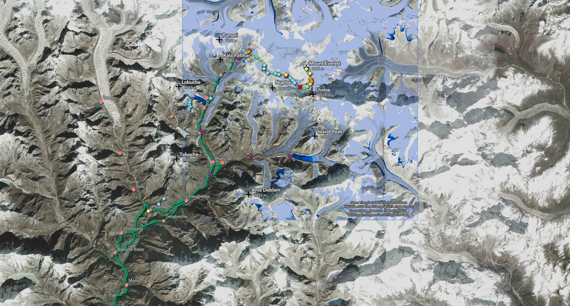 Mappa Del Monte Everest